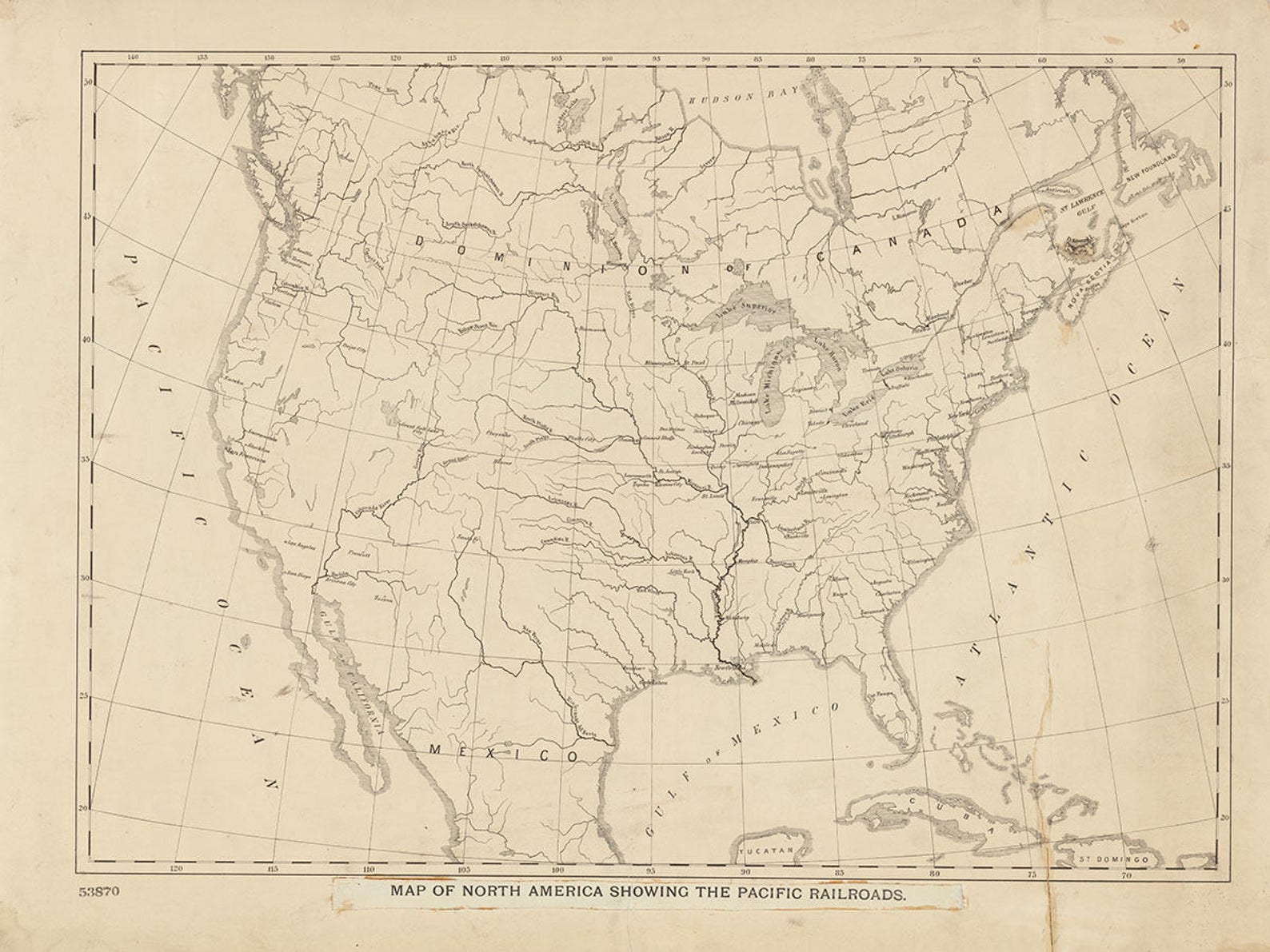 1860 Map of North America Showing the Pacific Railroads - Etsy