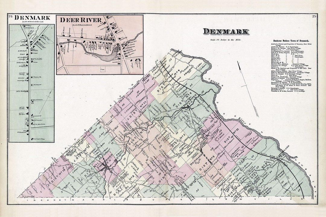 1875 Map of Denmark Township Lewis County New York - Etsy