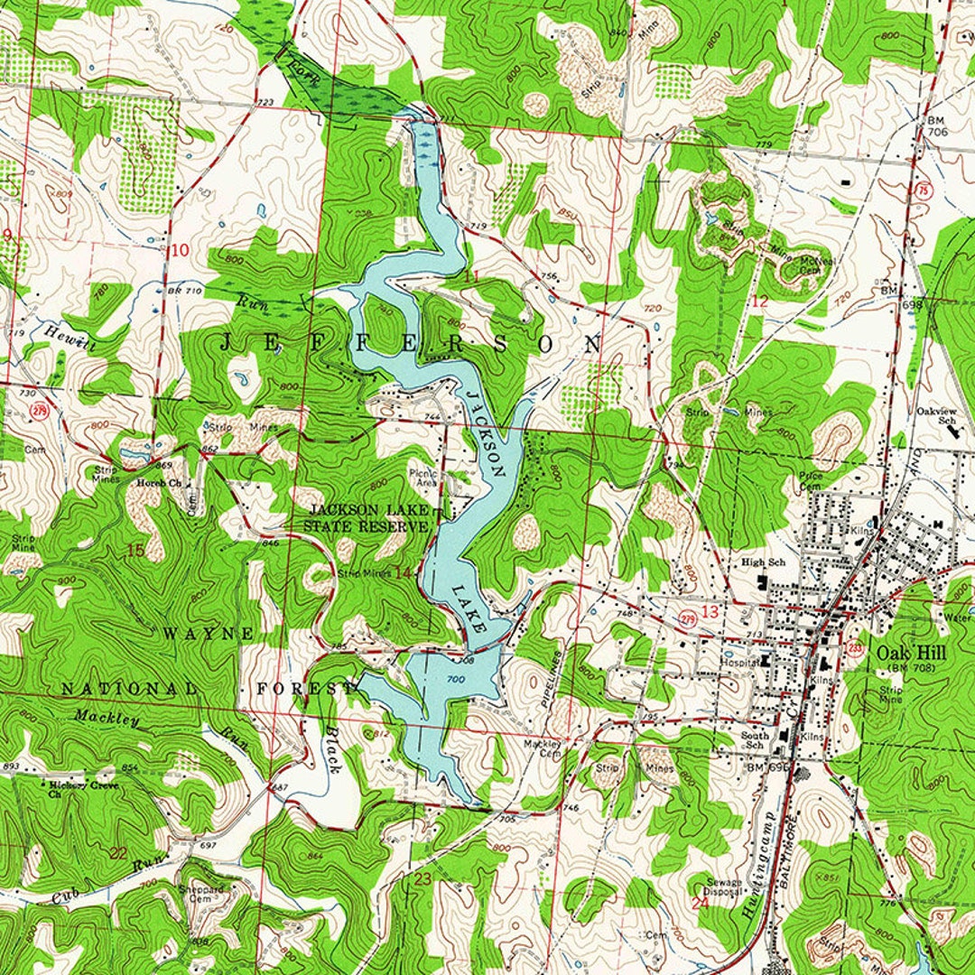 1963 Map of Jackson Lake Oak Hill Ohio - Etsy
