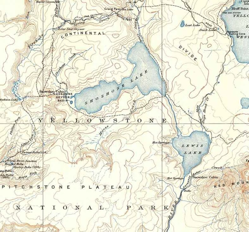 1911 Topo Map of Shoshone Wyoming Yellowstone Teton - Etsy