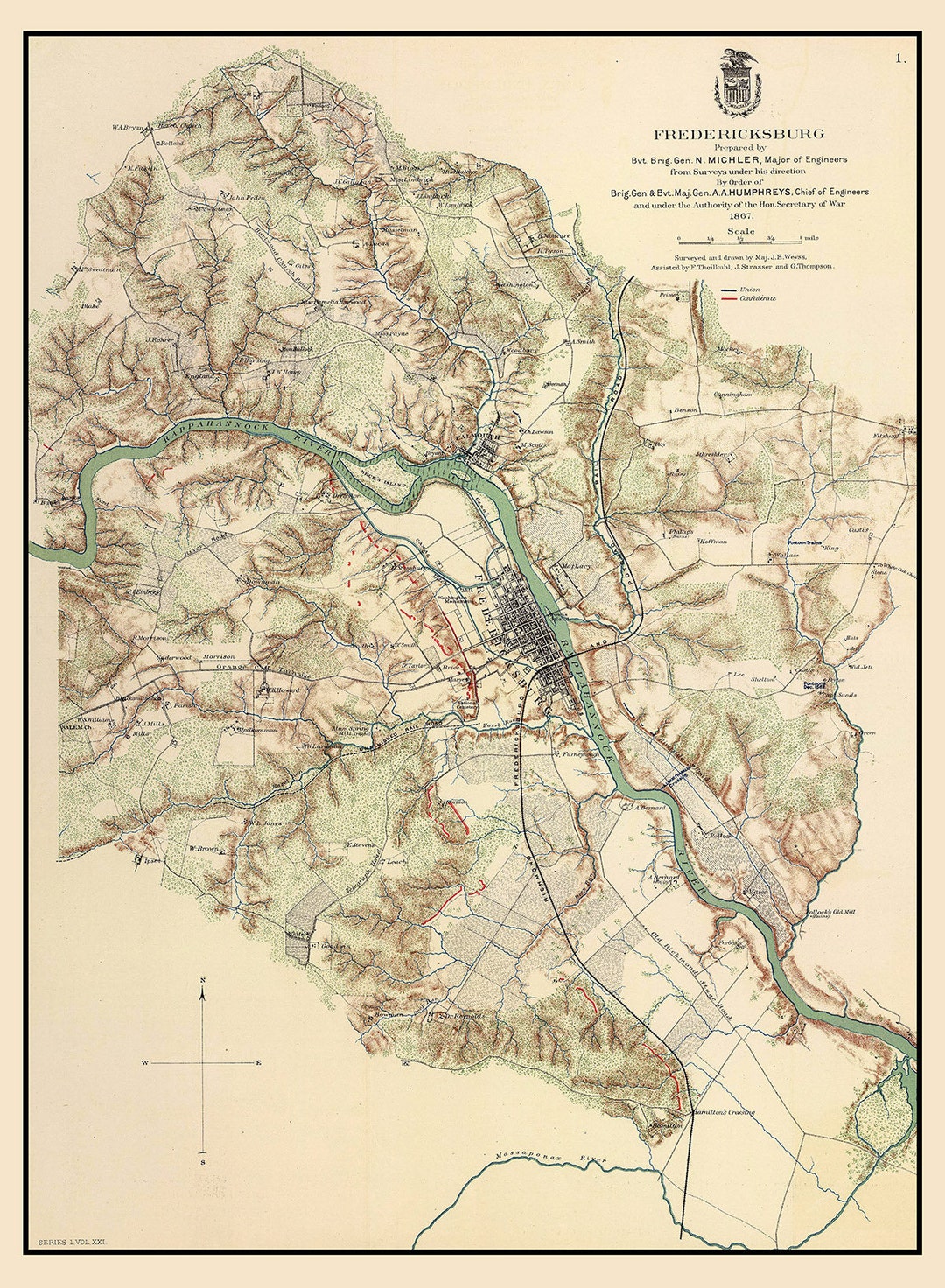1867 Map of Fredericksburg Virginia Civil War - Etsy