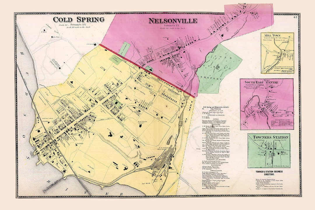 1868 Map of Cold Spring Nelsonville Putnam County New York - Etsy