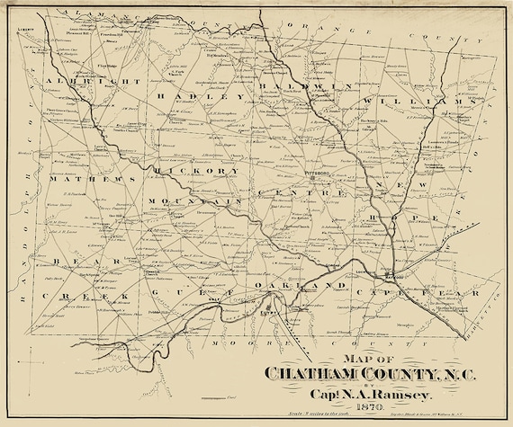 1870 Map of Chatham County North Carolina | Etsy