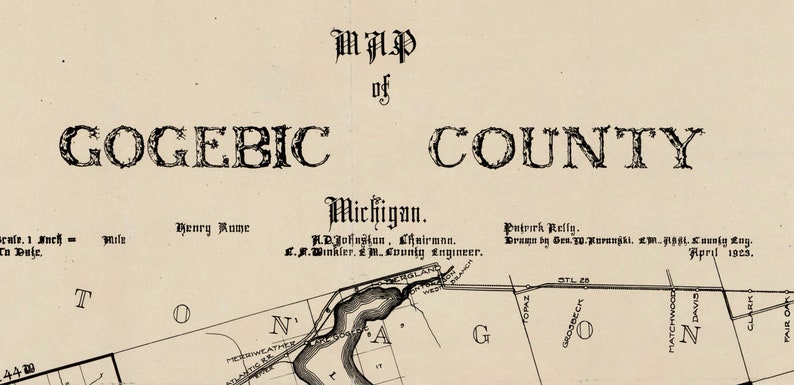 1923 Map of Gogebic County Michigan - Etsy