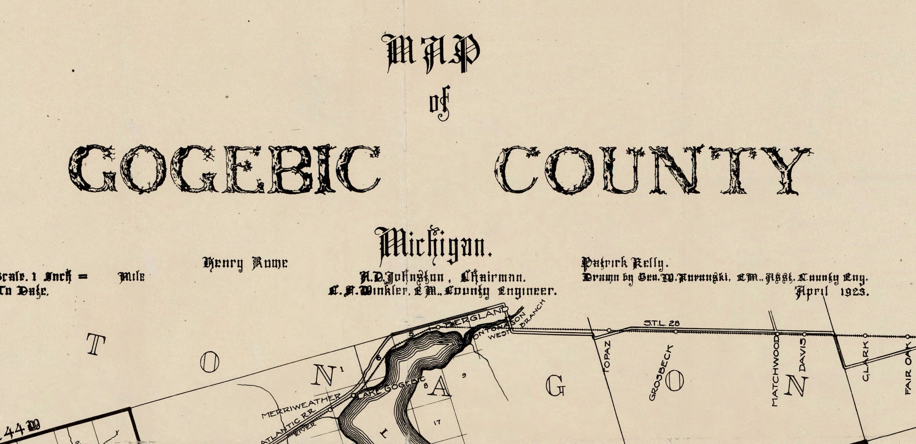 1923 Map of Gogebic County Michigan - Etsy