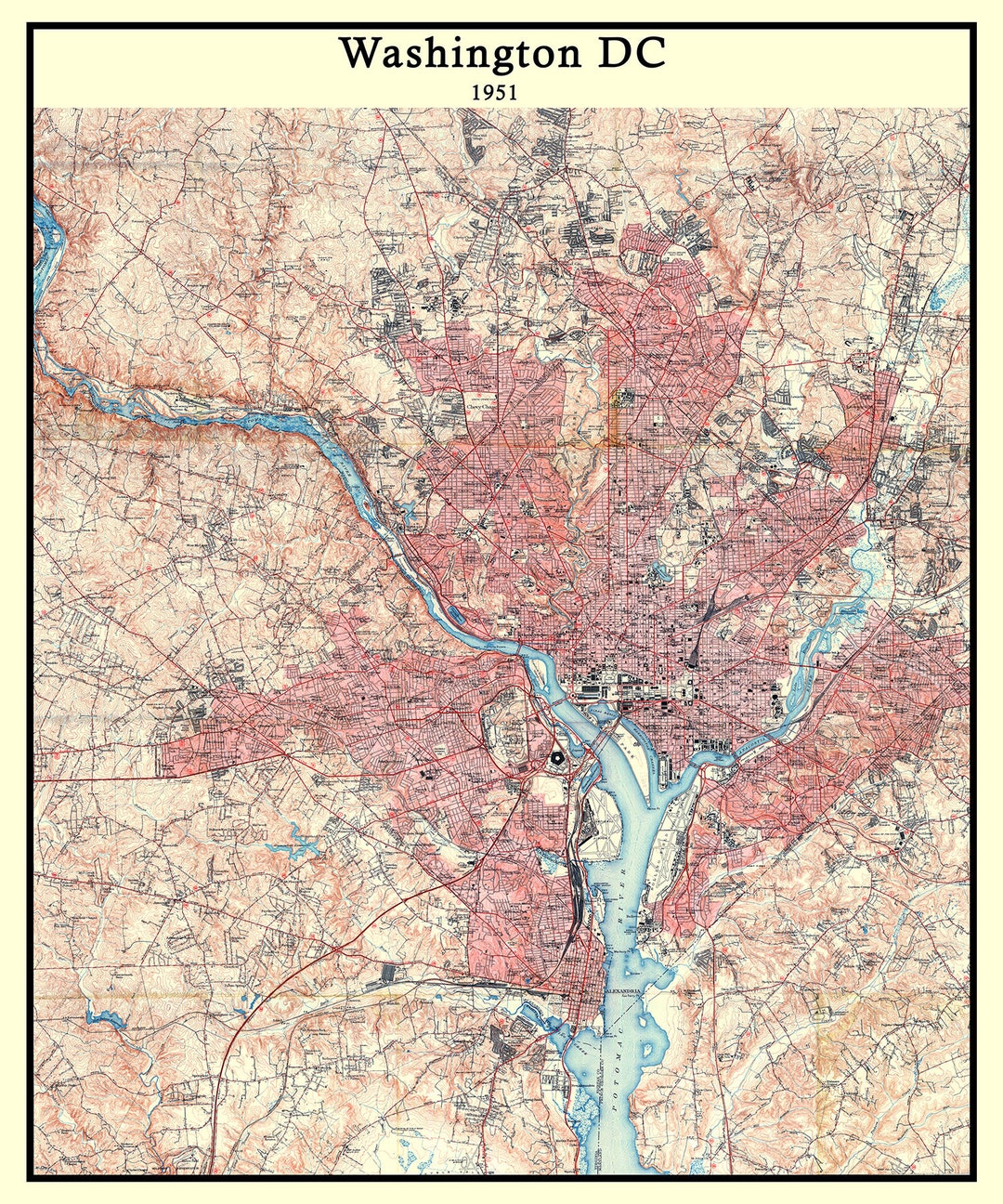 1951 Map of Washington DC - Etsy UK