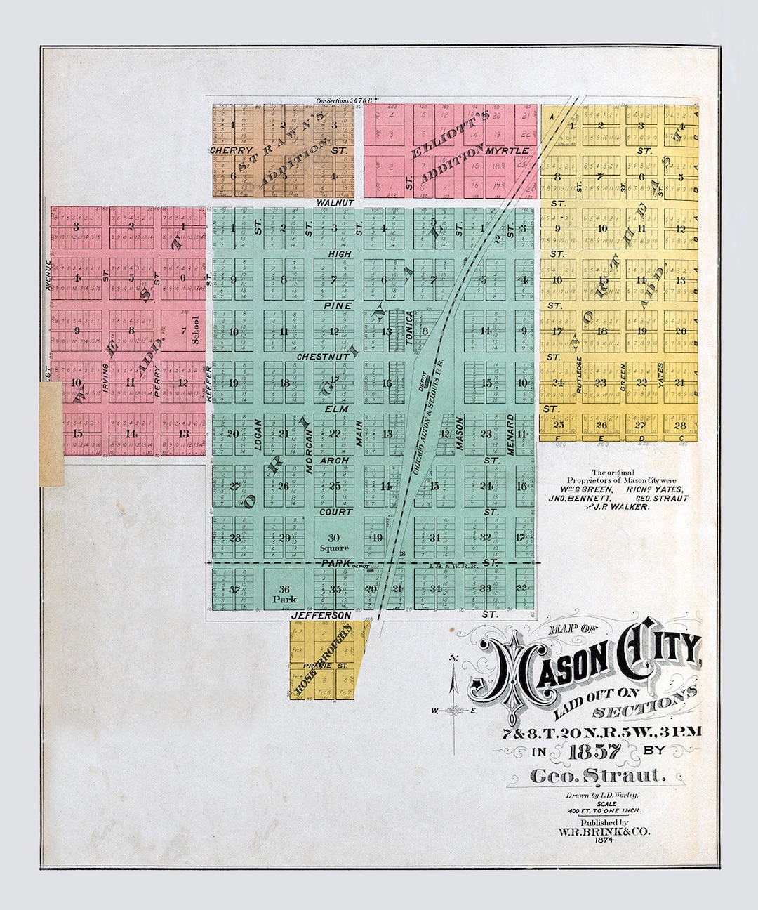 1874 Map of Mason City Mason County Illinois - Etsy