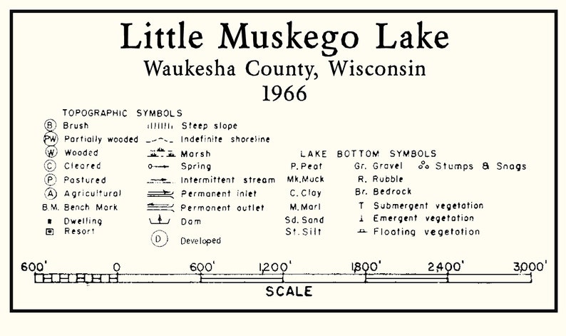 1966 Map of Little Muskego Lake Waukesha County Wisconsin - Etsy