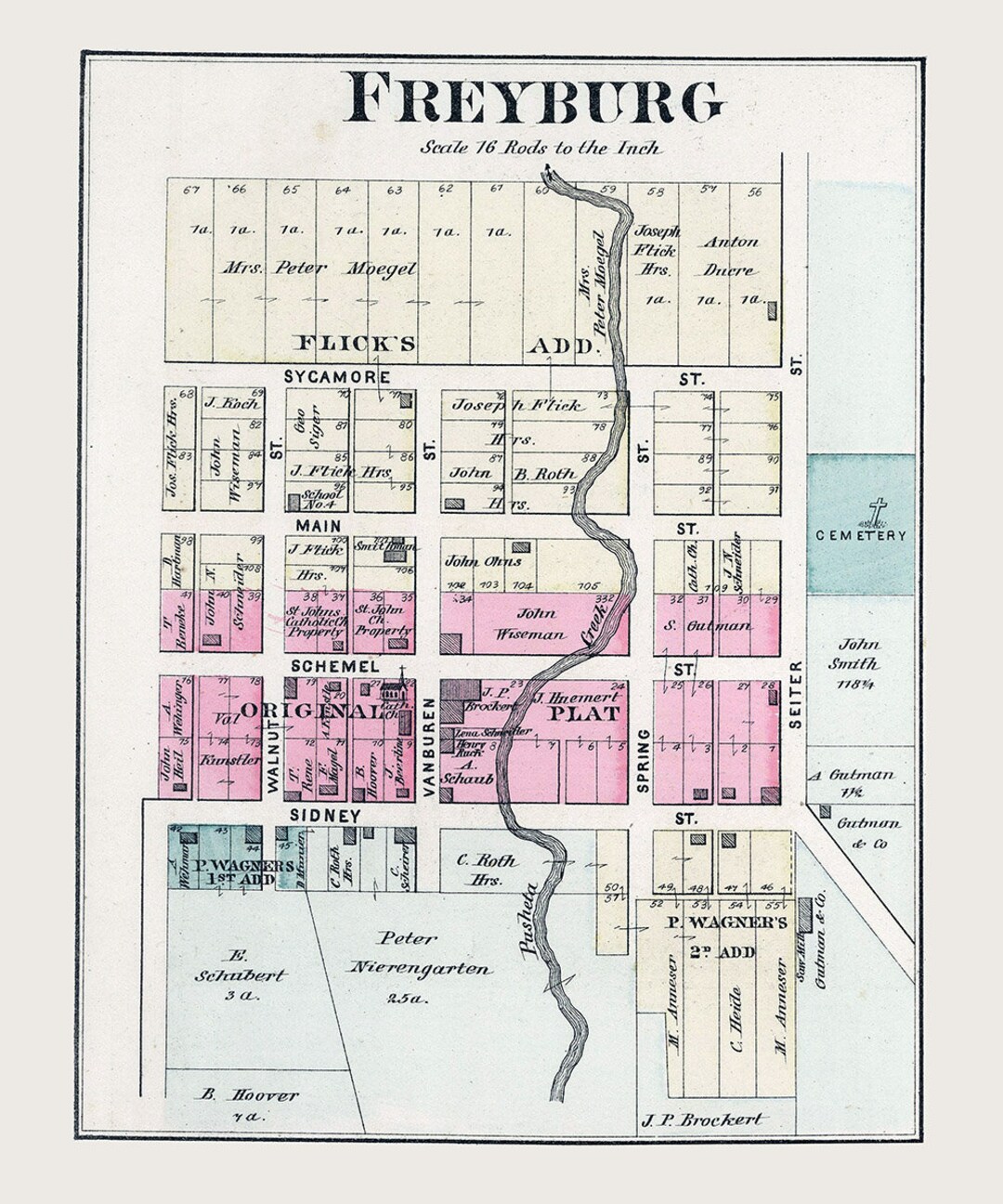 1880 Town Map of Freyburg Auglaize County Ohio - Etsy