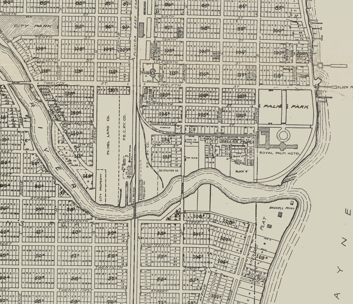 1918 Map of the City of Miami Florida - Etsy