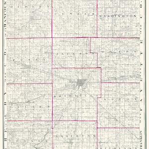 1919 Farm Line Map of Rush County Indiana - Etsy