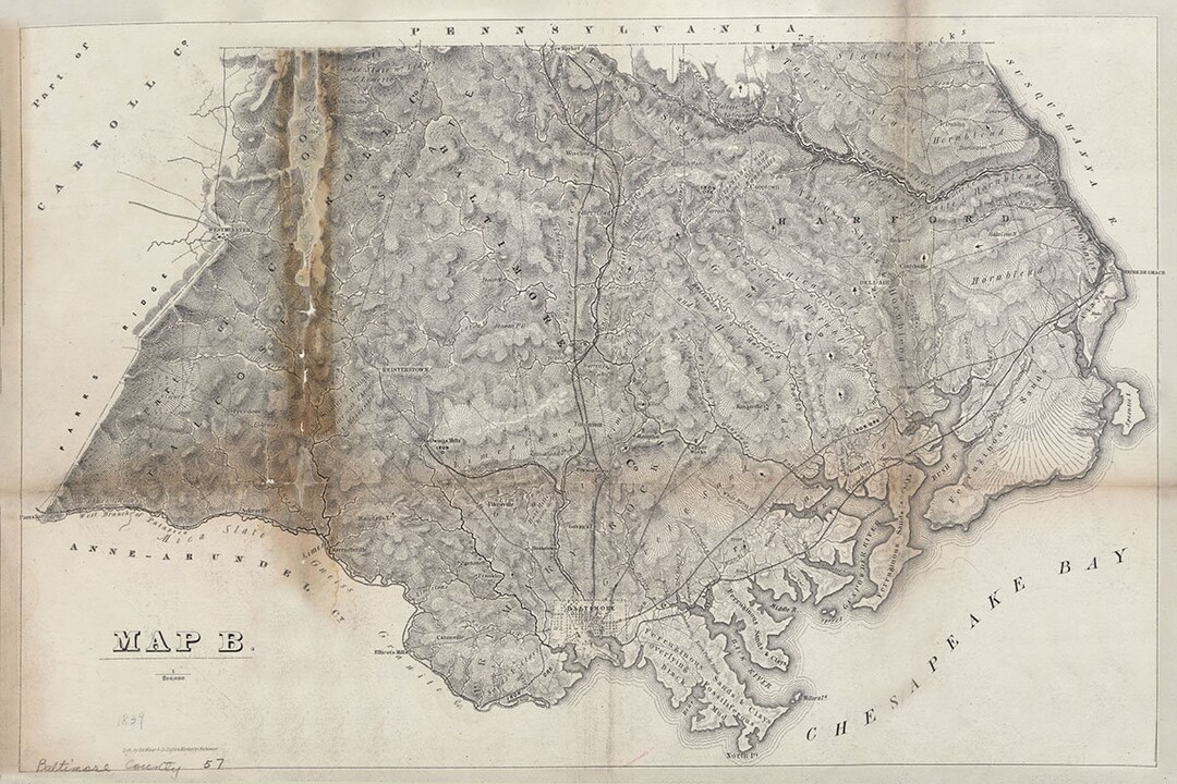 1839 Map of Baltimore and Harford County Maryland - Etsy