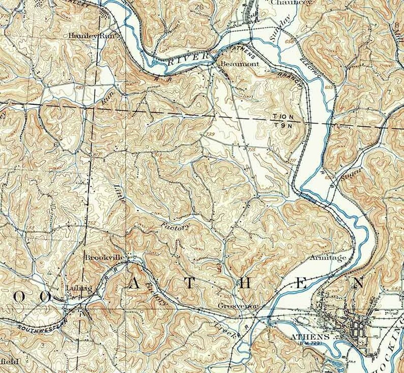 1903 Topo Map of Athens Ohio Quadrangle - Etsy