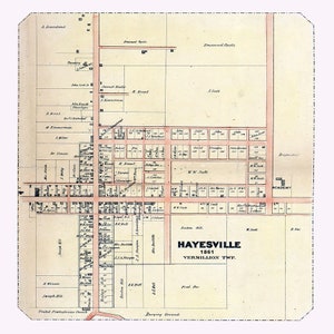 1861 Town Map of Hayesville Ashland County Ohio - Etsy