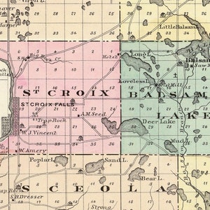 1878 Map of Polk County Wisconsin - Etsy