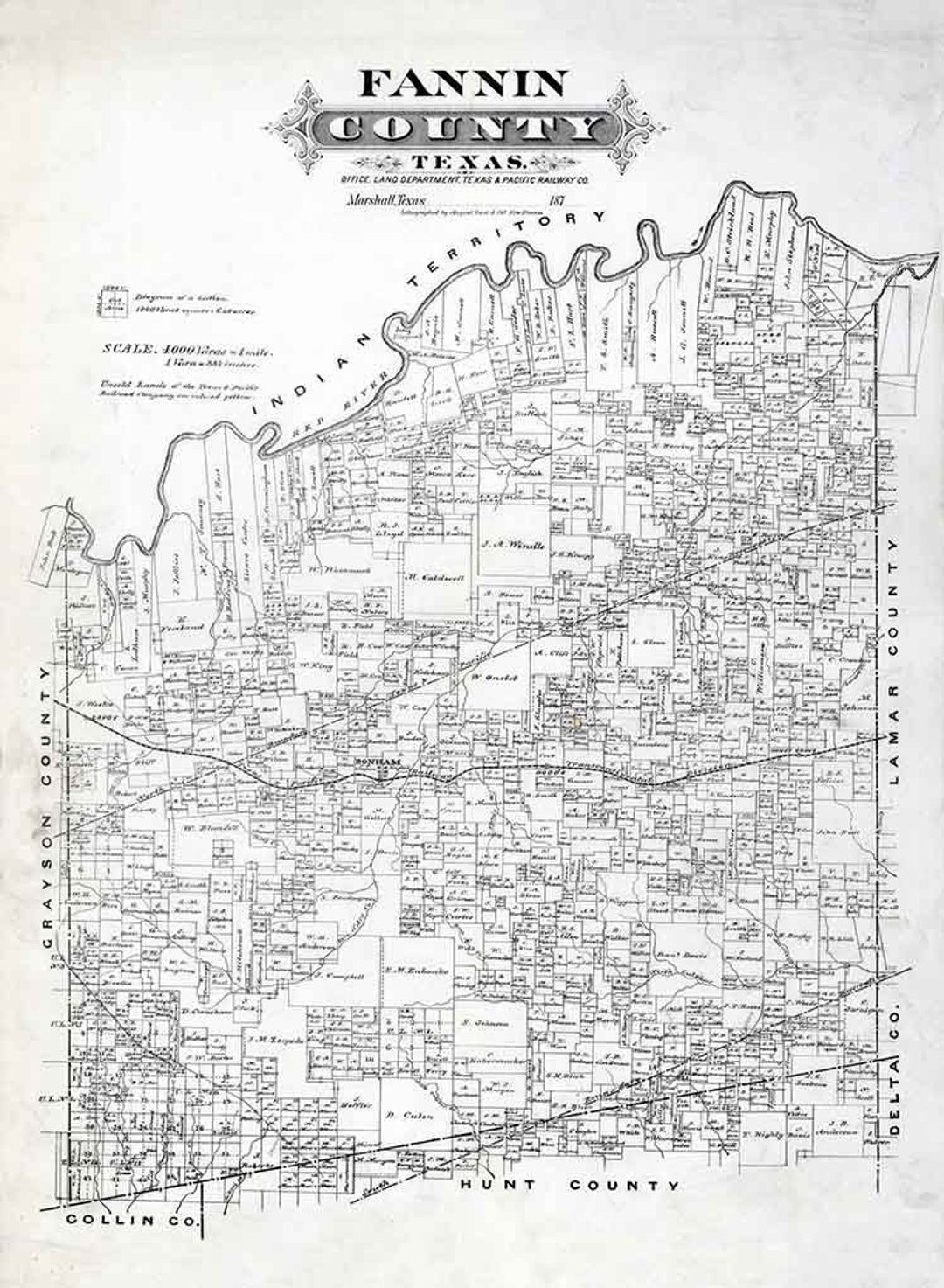 1870 Farm Line Map of Fannin County Texas - Etsy