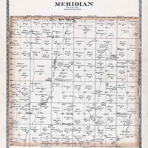 1884 Map of Meridian Township Mcpherson County Kansas - Etsy