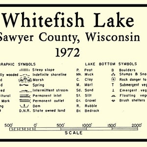1972 Map of Whitefish Lake Sawyer County Wisconsin - Etsy