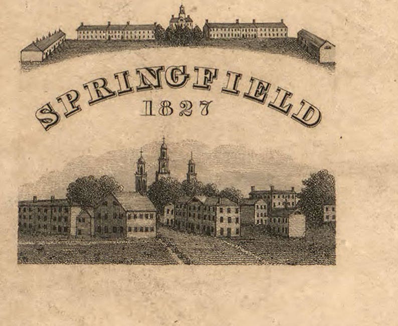 1827 Map of Springfield Massachusetts - Etsy