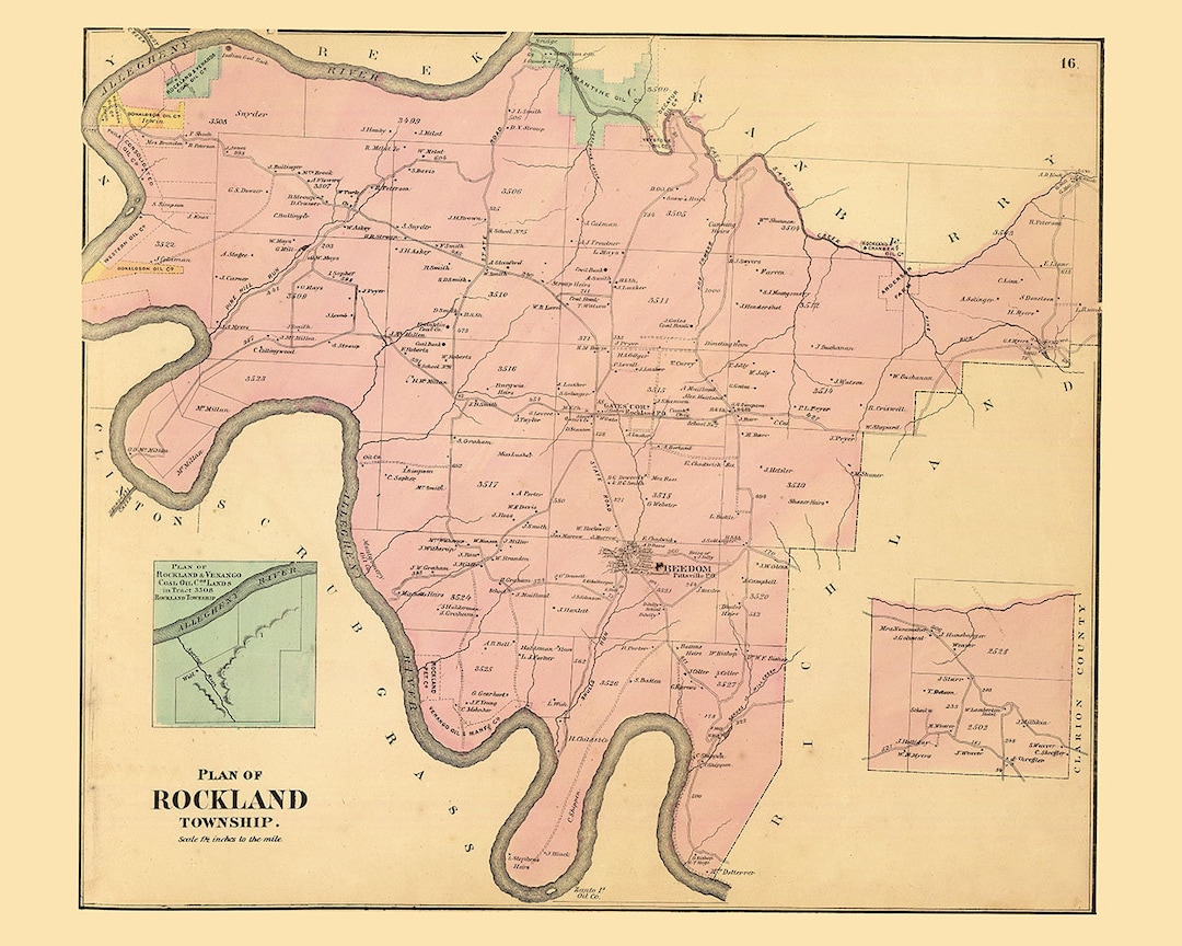 1865 Map of Rockland Township Venango County Pennsylvania Oil Region - Etsy