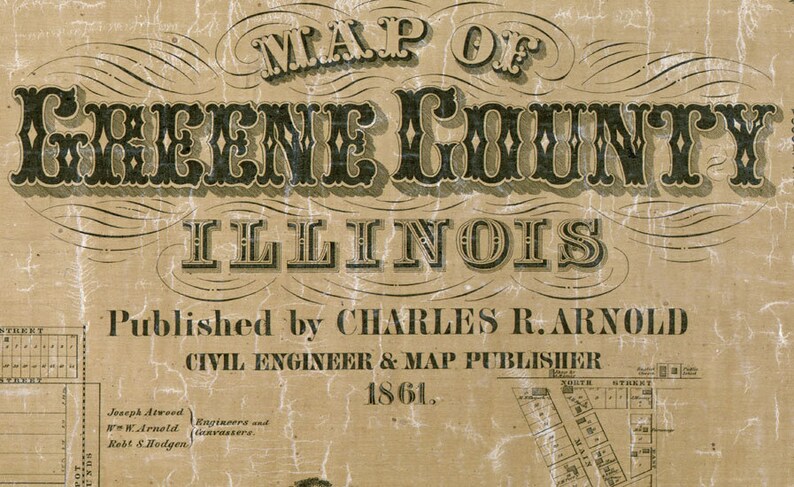 1861 Farm Line Map of Greene County Illinois White Hall | Etsy
