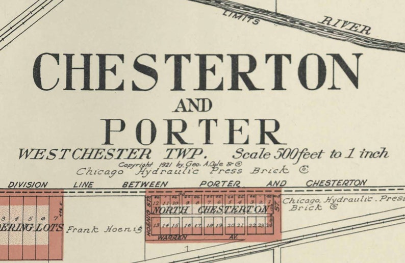 1921 Map of Chesterton and Porter Porter County Indiana - Etsy