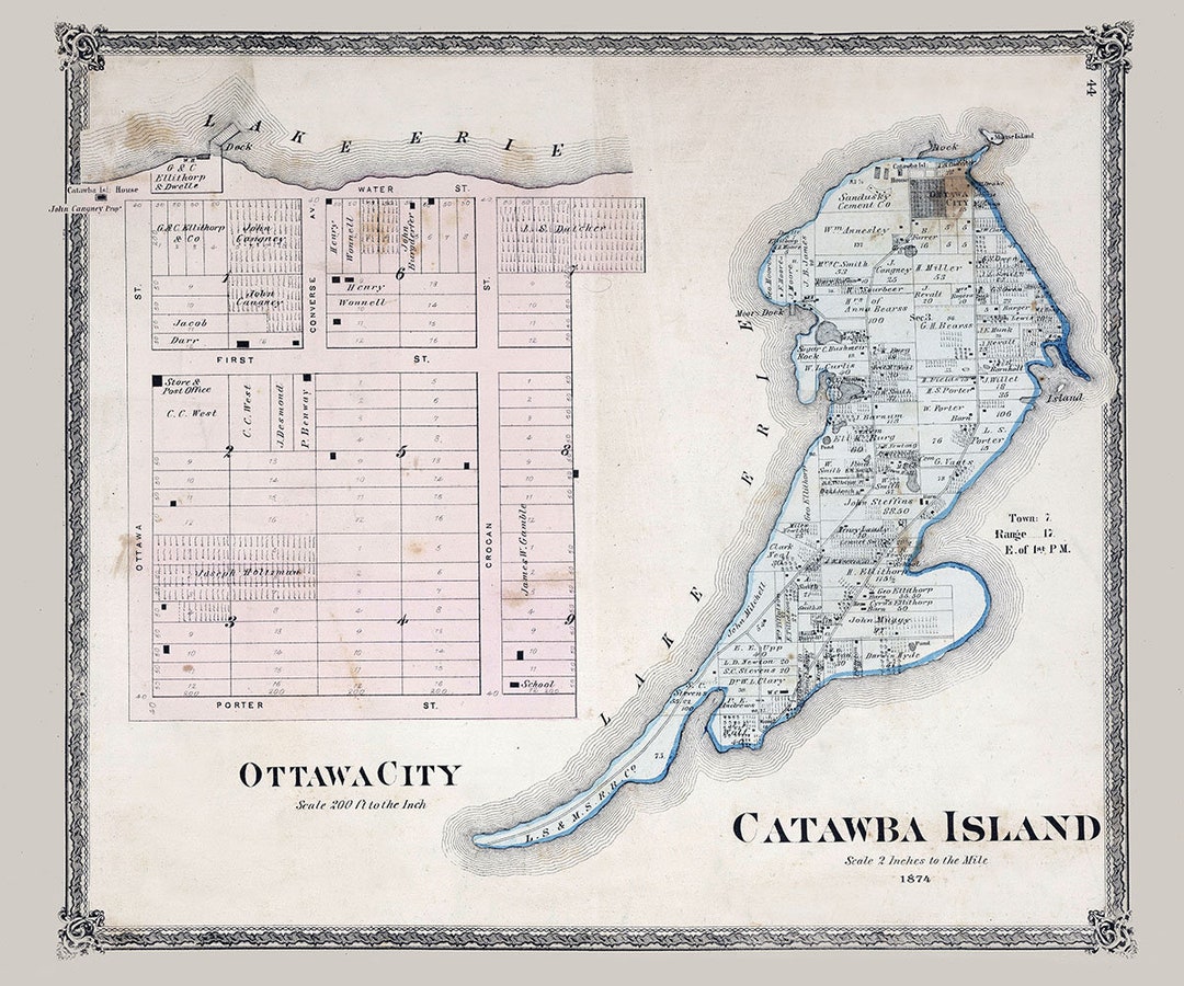 1874 Map of Catawba Island Ottawa County Ohio Lake Erie - Etsy