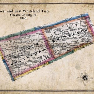 1860 Map of West Whiteland and East Whiteland Township Chester County ...