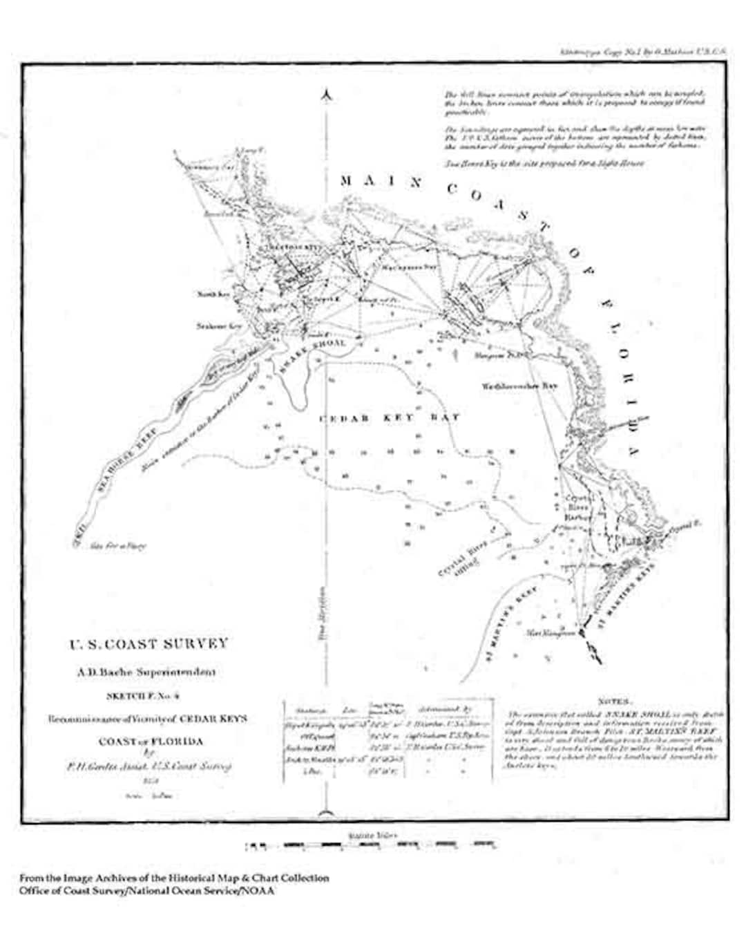 1851 Nautical Map of Cedar Keys Florida - Etsy