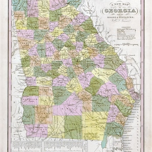 1844 Map of the State of Georgia - Etsy