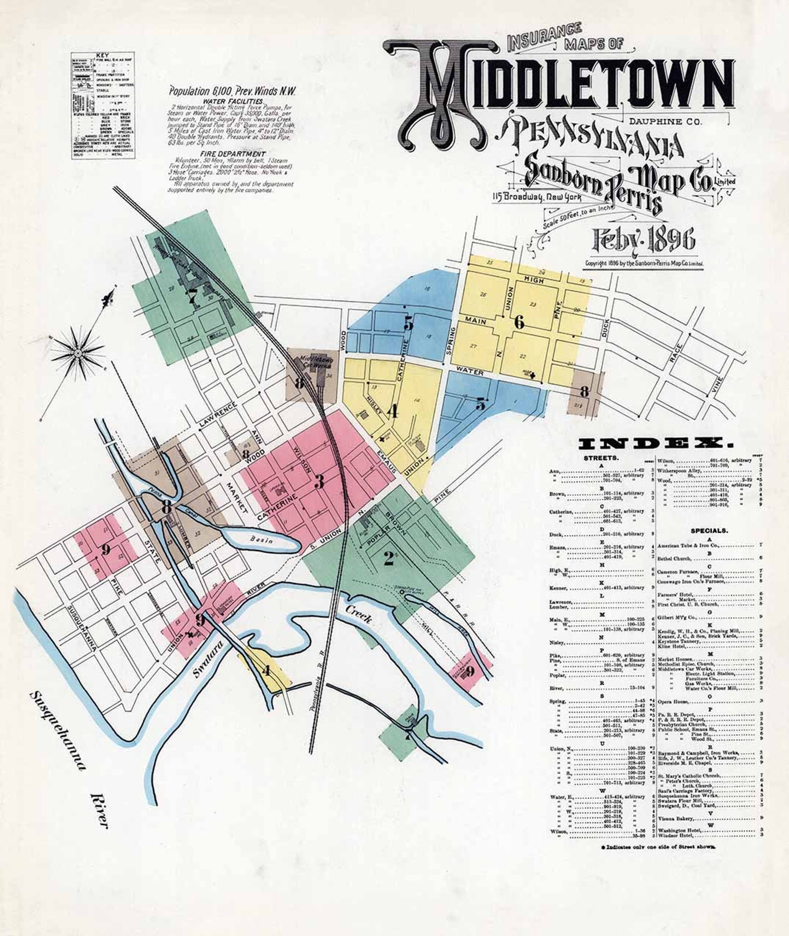 1896 Town Map of Middletown Dauphin County Pennsylvania - Etsy
