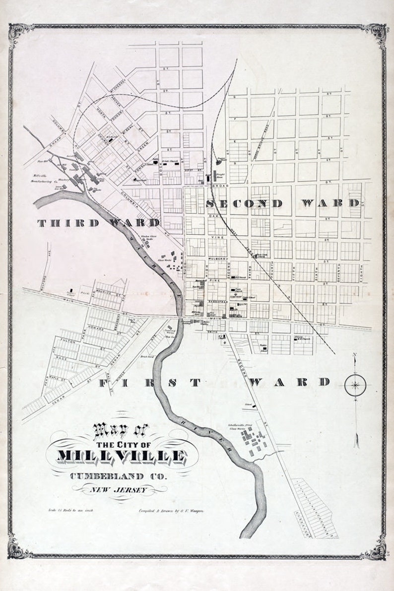 1876 Map of Millville Cumberland County New Jersey - Etsy