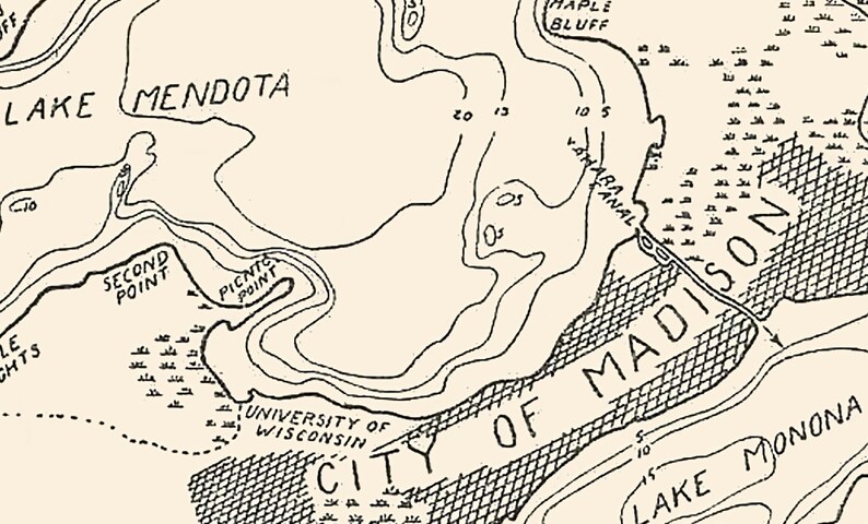 1921 Map of Lake Mendota and Lake Monona Wisconsin - Etsy