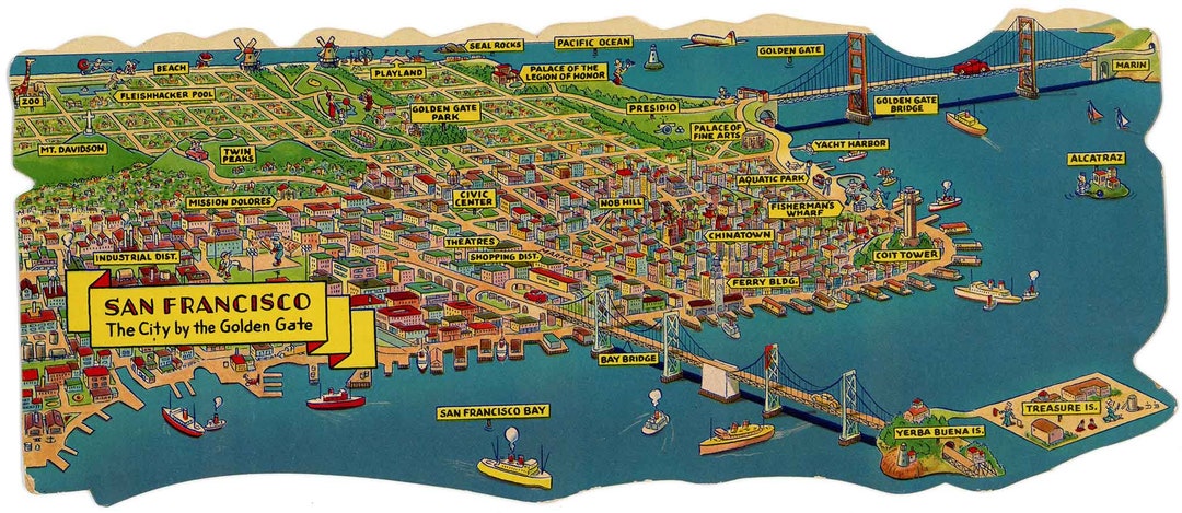 1940 Map of San Francisco California - Etsy