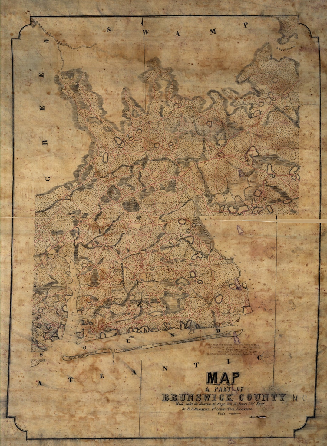 1863 Map of Brunswick County North Carolina - Etsy