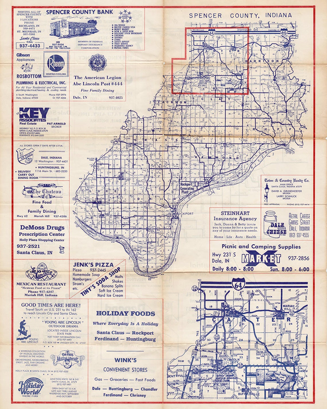 Spencer County Indiana Historic Map - Etsy