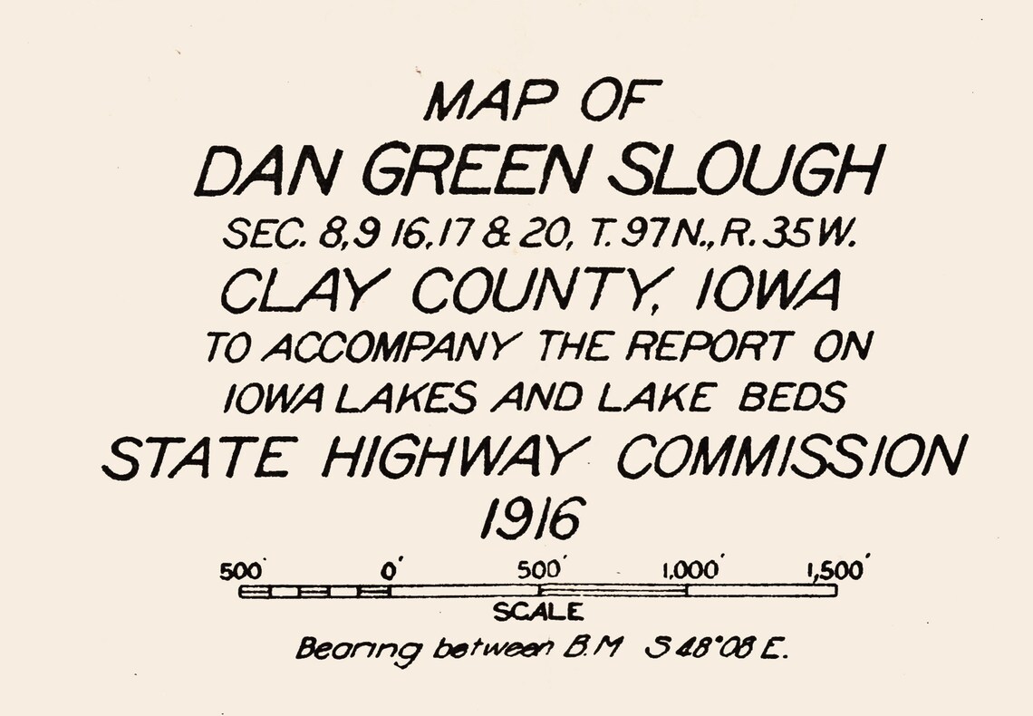 1916 Map of Dan Green Slough Clay County Iowa | Etsy