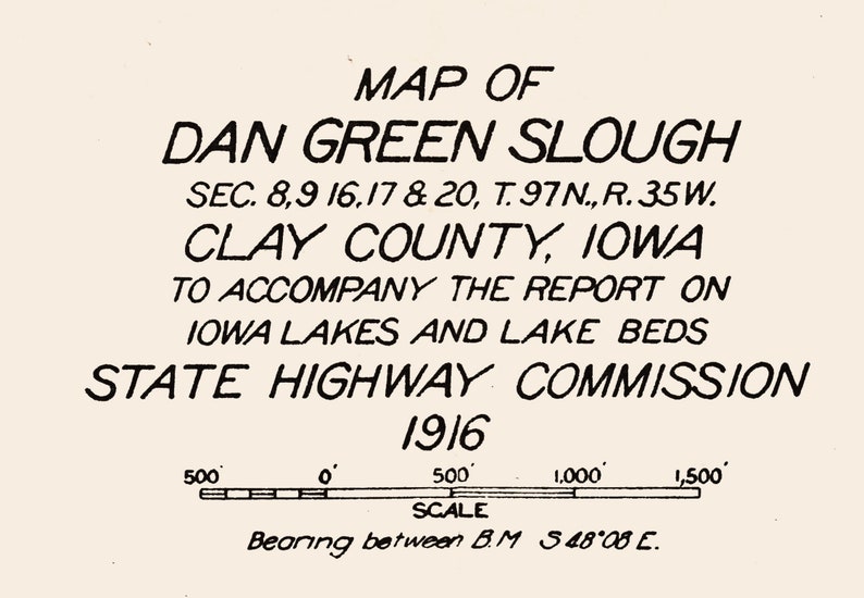 1916 Map of Dan Green Slough Clay County Iowa - Etsy