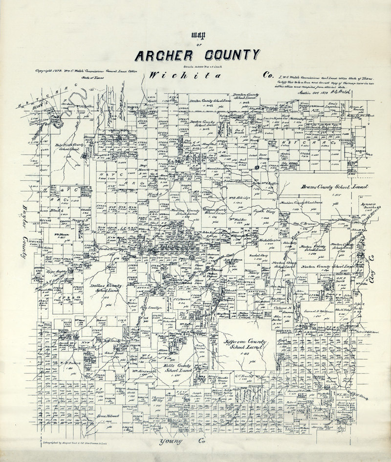 1879 Farm Line Map of Archer County Texas | Etsy