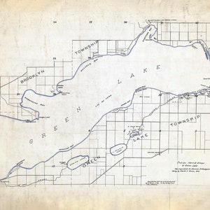 1913 Map of Green Lake Wisconsin Indian Mounds - Etsy