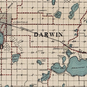 1913 Map of Meeker County Minnesota - Etsy