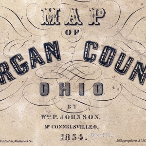 1854 Farm Line Map of Morgan County Ohio Windsor - Etsy