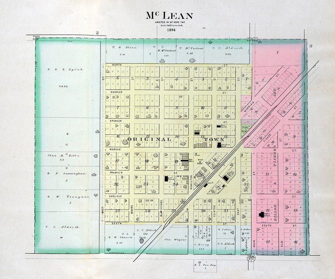 1894 Map of Mclean Illinois - Etsy