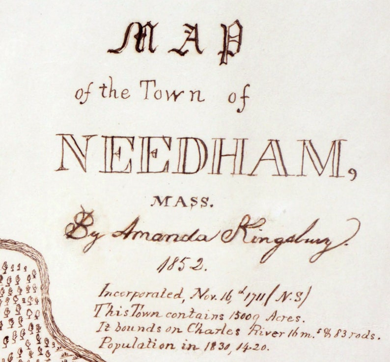 1852 Town Map of Needham Norfolk County Massachusetts - Etsy