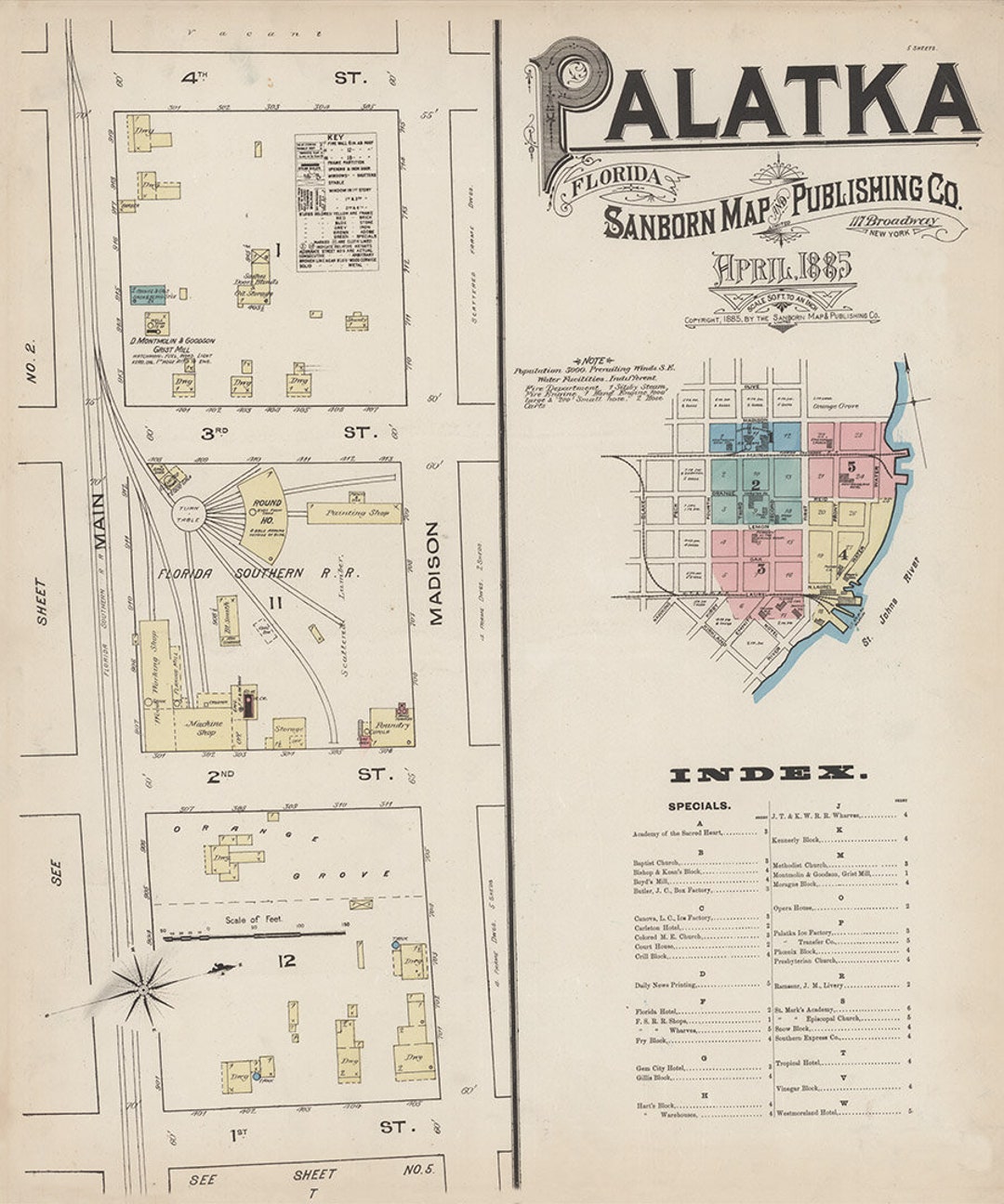 1885 Town Map of Palatka Putnam County Florida - Etsy