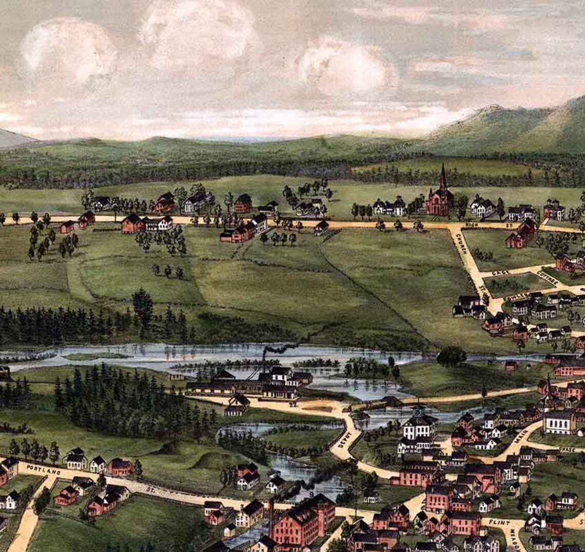 1888 Panoramic Map of Bridgton Maine - Etsy