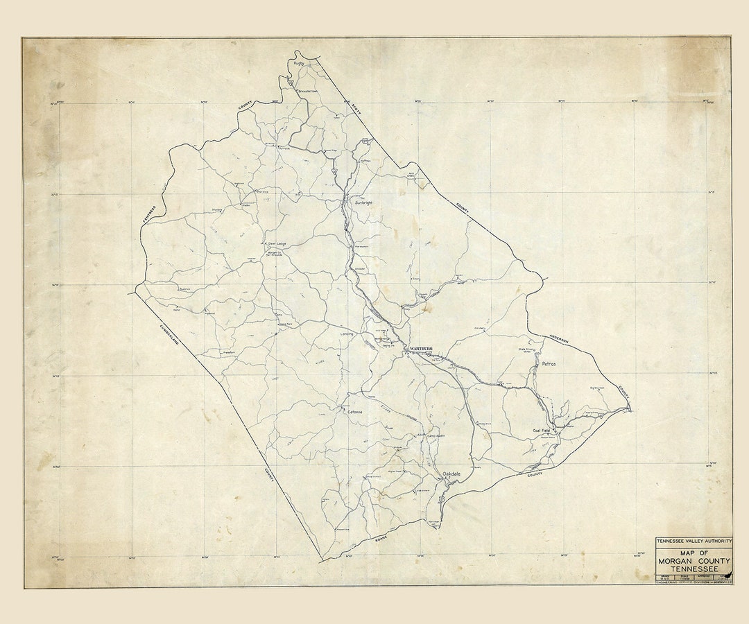 1935 Map of Morgan County Tennessee - Etsy