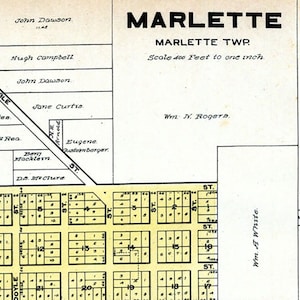 1906 Town Map of Marlette Sanilac County Michigan - Etsy