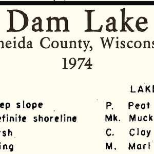 1974 Map of Dam Lake Oneida County Wisconsin - Etsy