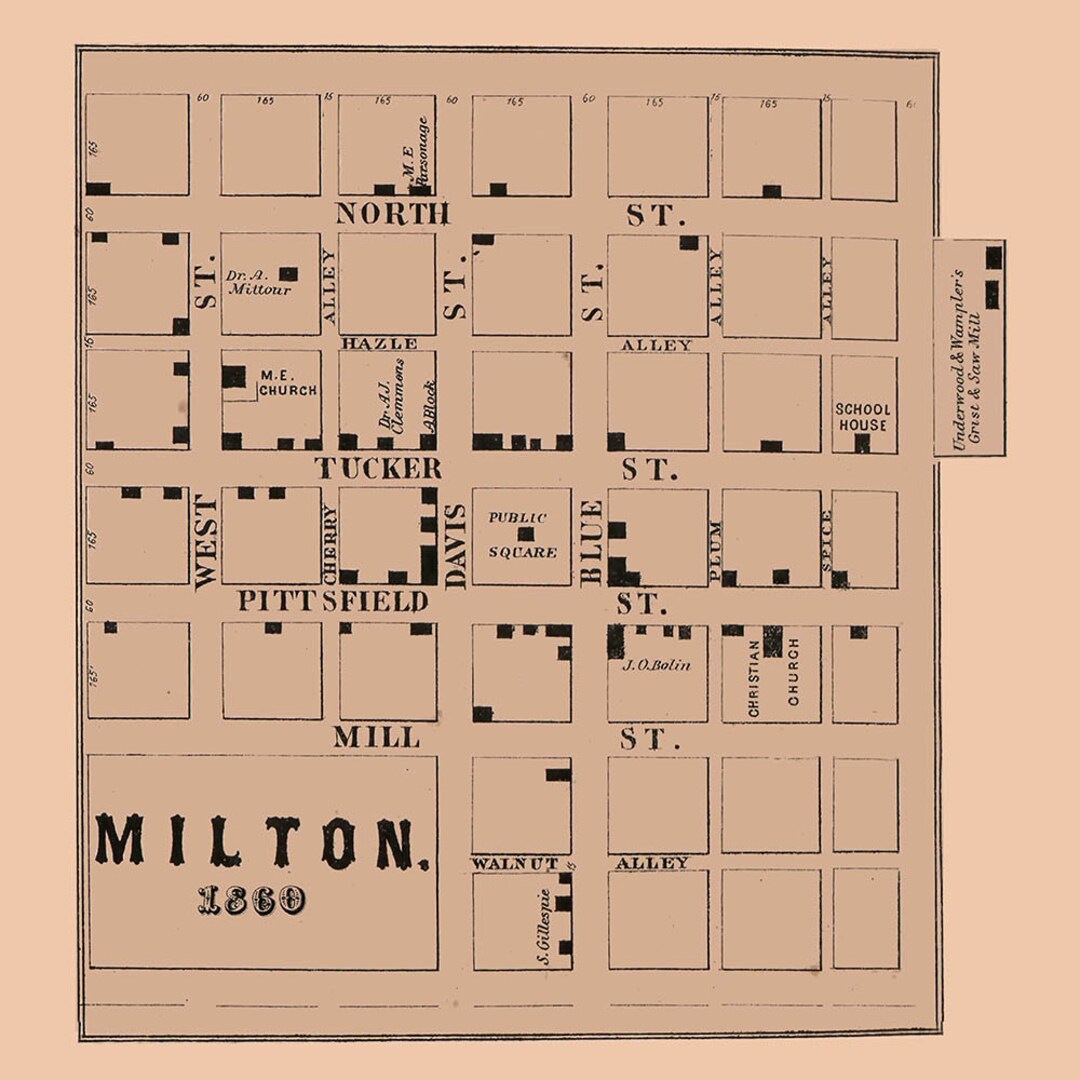 1860 Map of Milton Pike County Illinois - Etsy